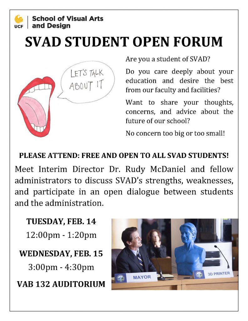 SVAD STUDENT OPEN FORUM | UCF Art Gallery