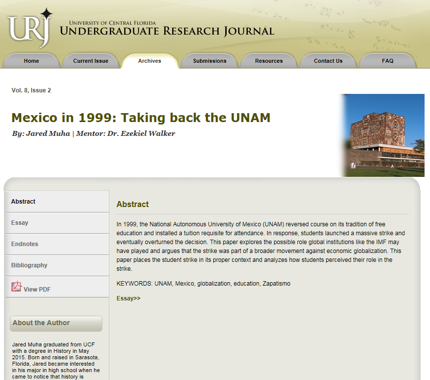 History Alumnus Published in UCF’s Undergraduate Research Journal - CAH ...